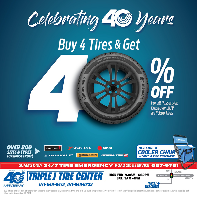 Celebrating 40 years | Triple J Commercial Tire Center – Guam Tires ...